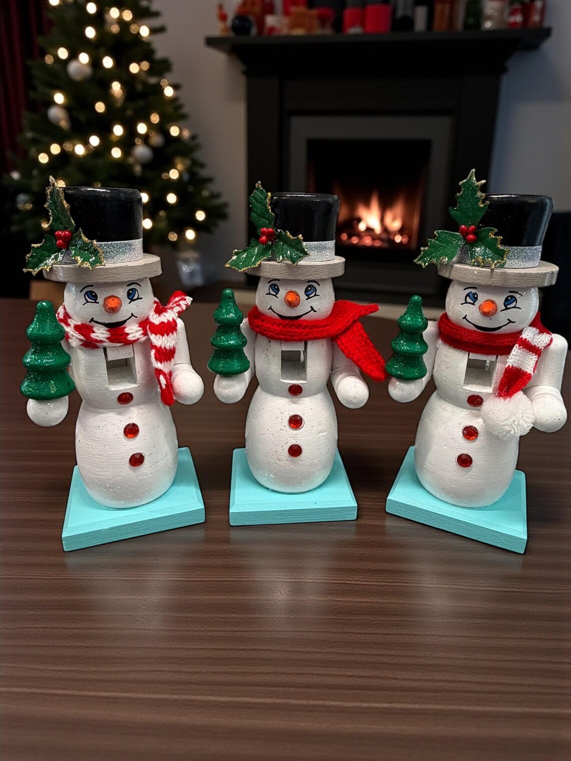 Hand Painted Wooden Snowman Nutcracker - Etsy