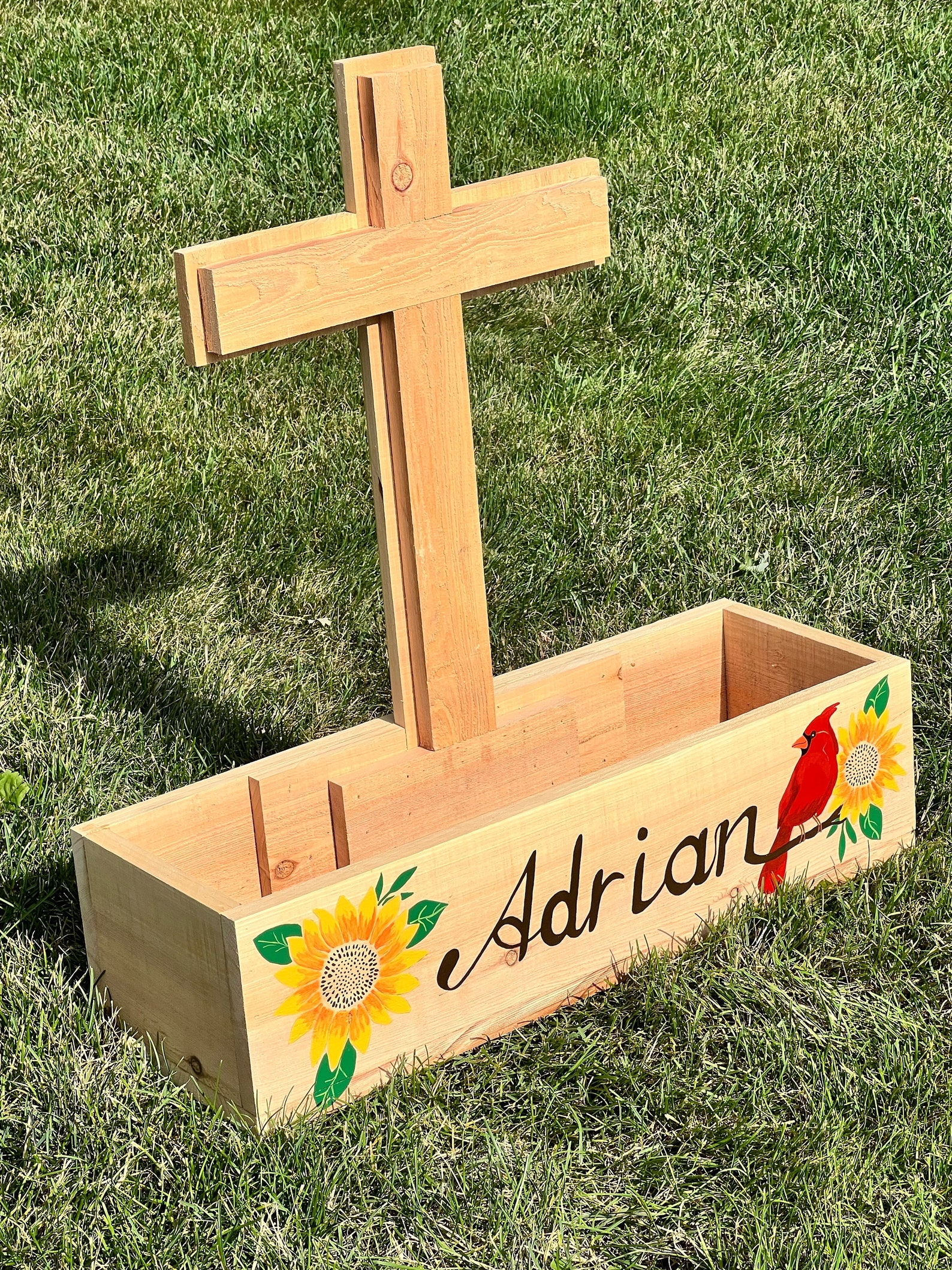 Handmade Cedar Garden Cemetery Box With Cross - Etsy