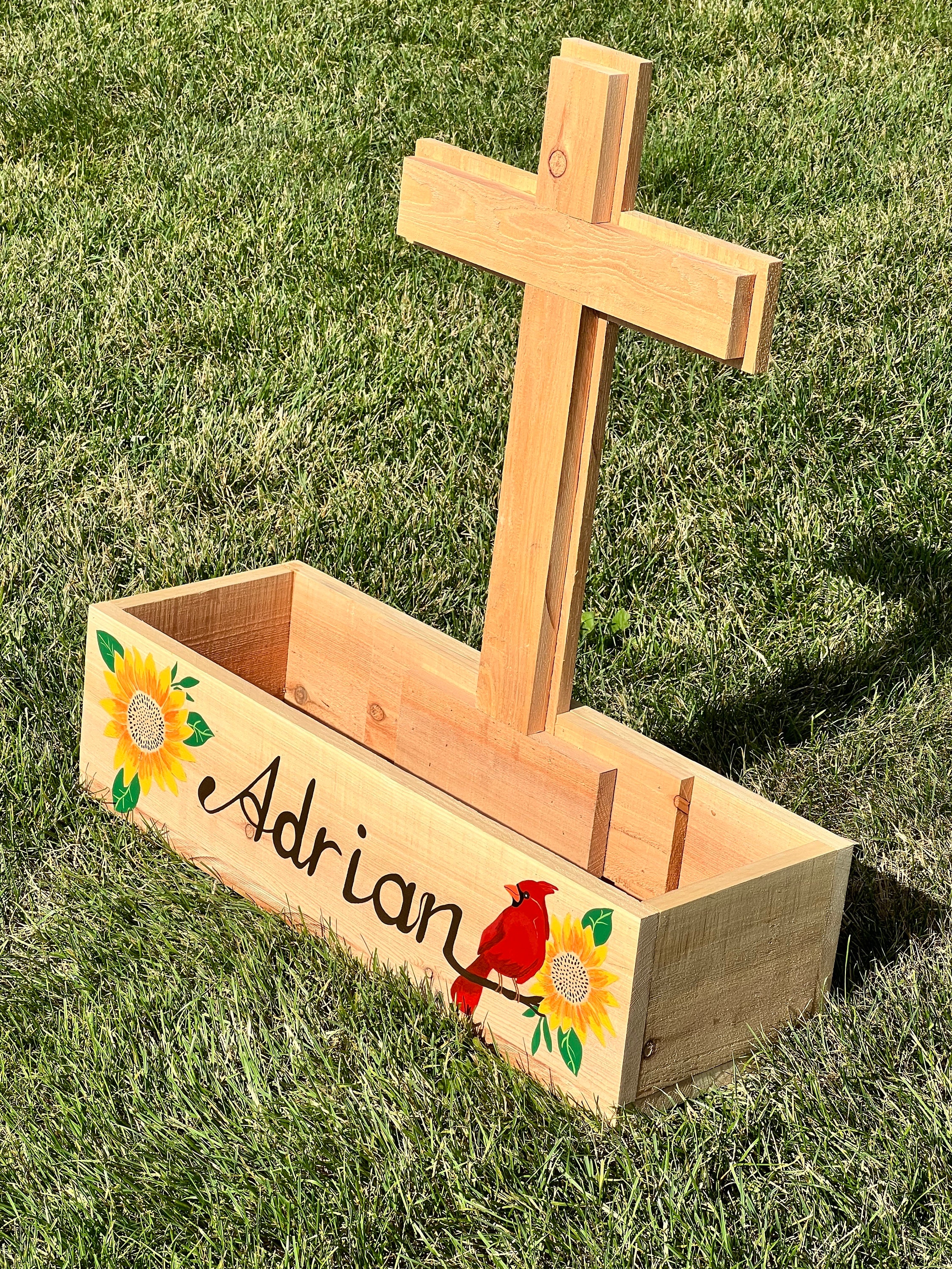 Handmade Cedar Garden Cemetery Box With Cross - Etsy