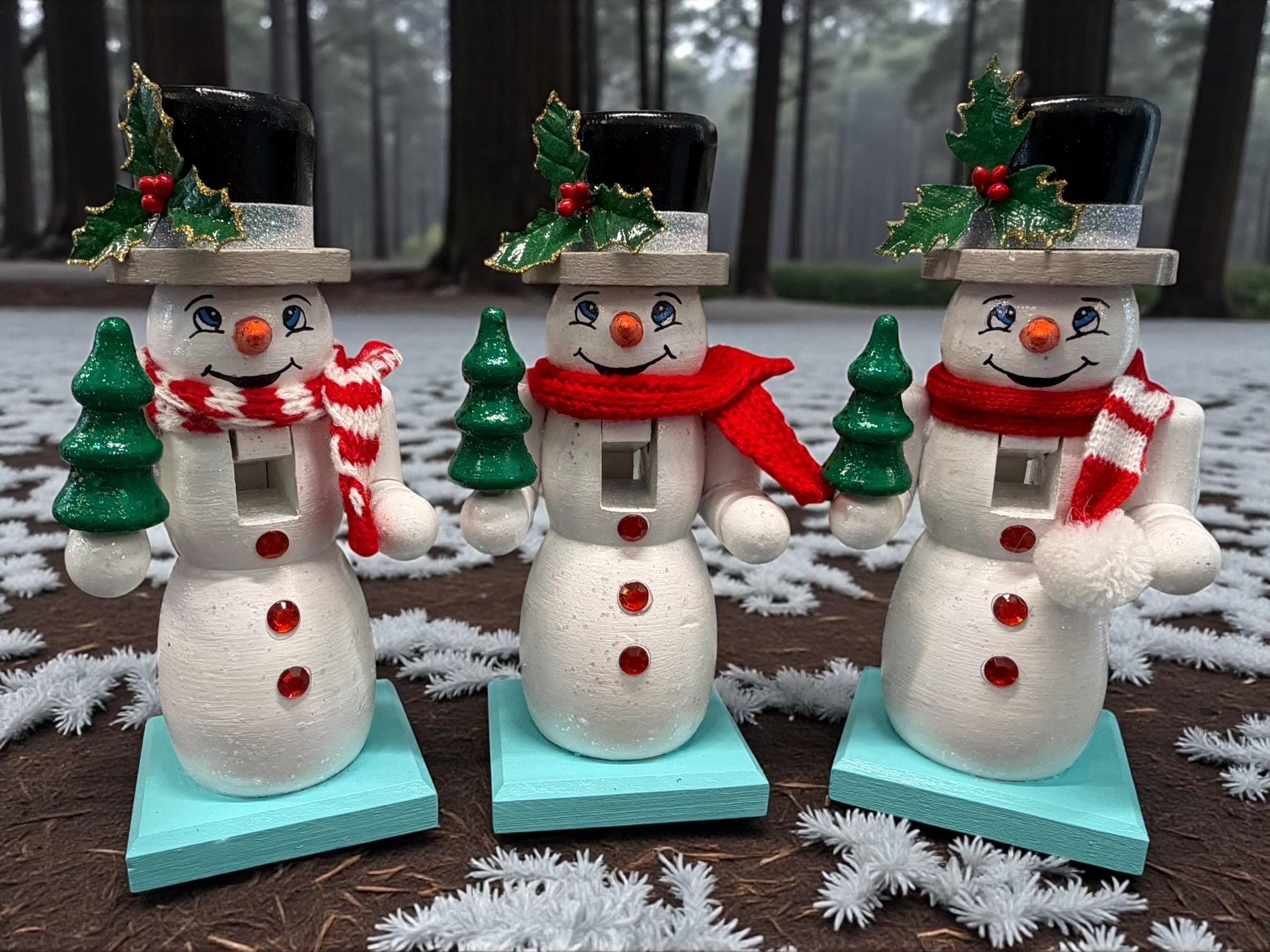 Hand Painted Wooden Snowman Nutcracker - Etsy
