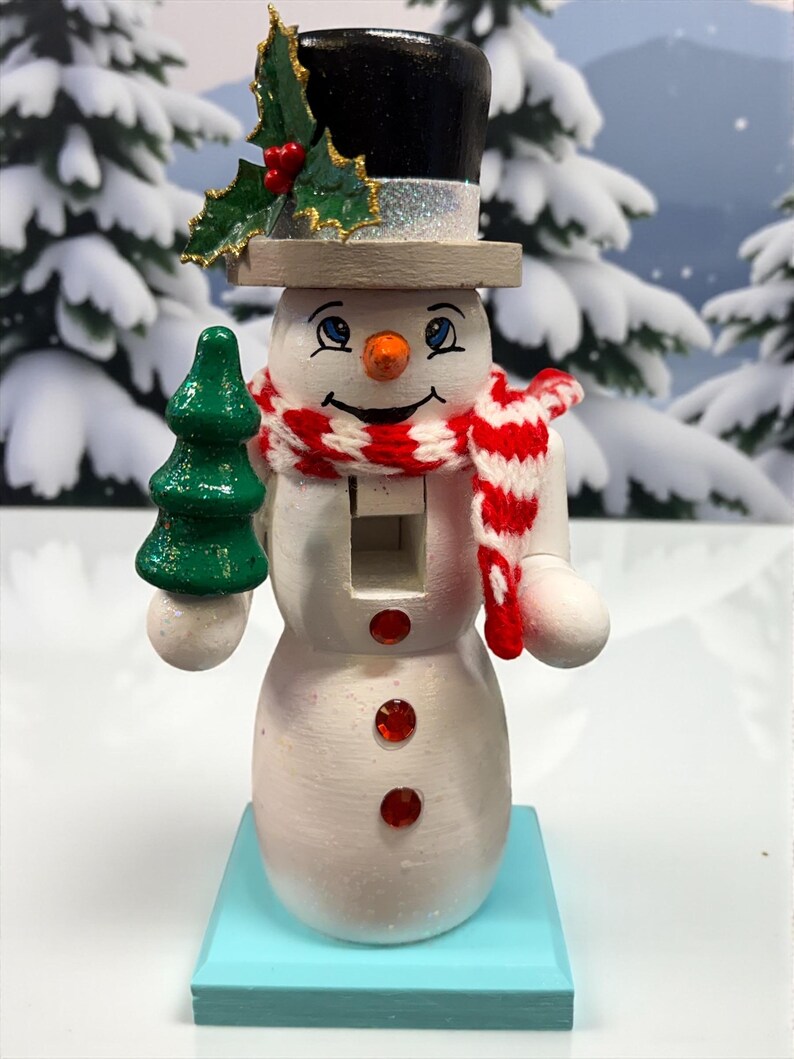 Hand Painted Wooden Snowman Nutcracker - Etsy