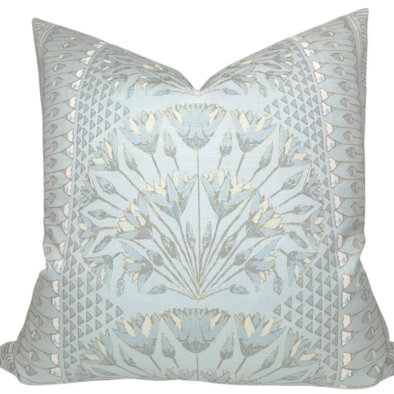 Spa Blue Patterned Pillow - Etsy