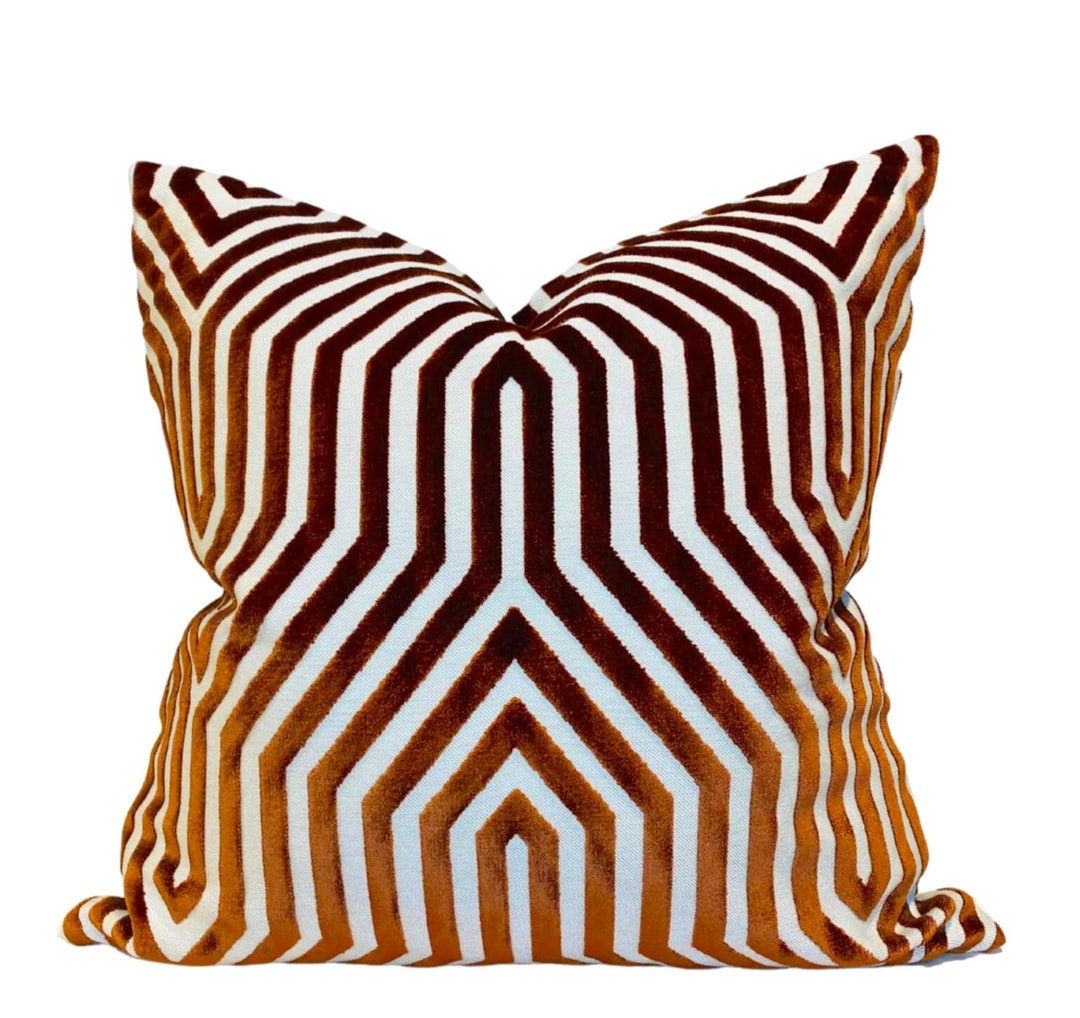 Vanderbilt Velvet Pillow Cover in Russet, Designer Pillow Covers ...