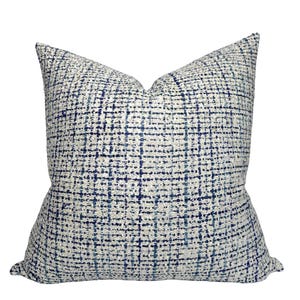 Babe's Tweed Pillow Cover in Blue, Designer Pillow Covers, Decorative ...