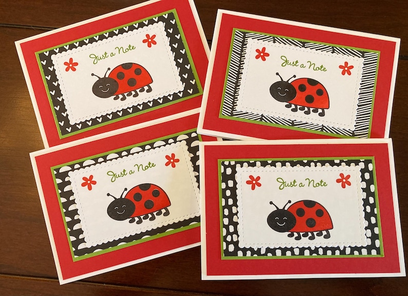 Ladybug “just a Note” Handmade Note Card - Etsy