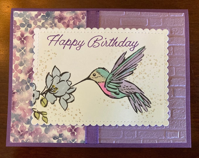 Hummingbird Happy Birthday Handmade Card - Etsy