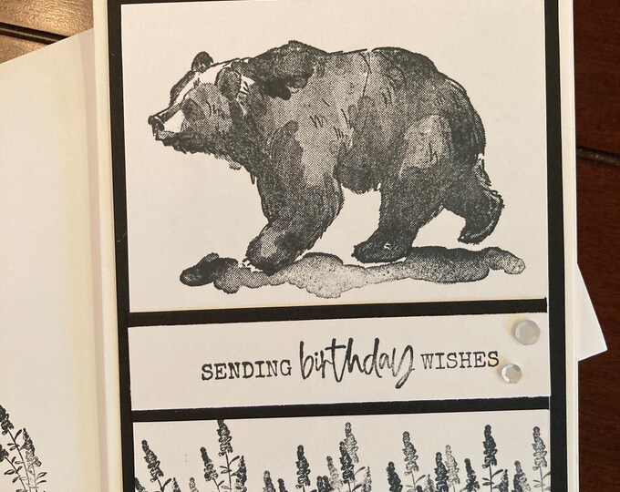 Bear, Birthday Wishes, Handmade Card - Etsy