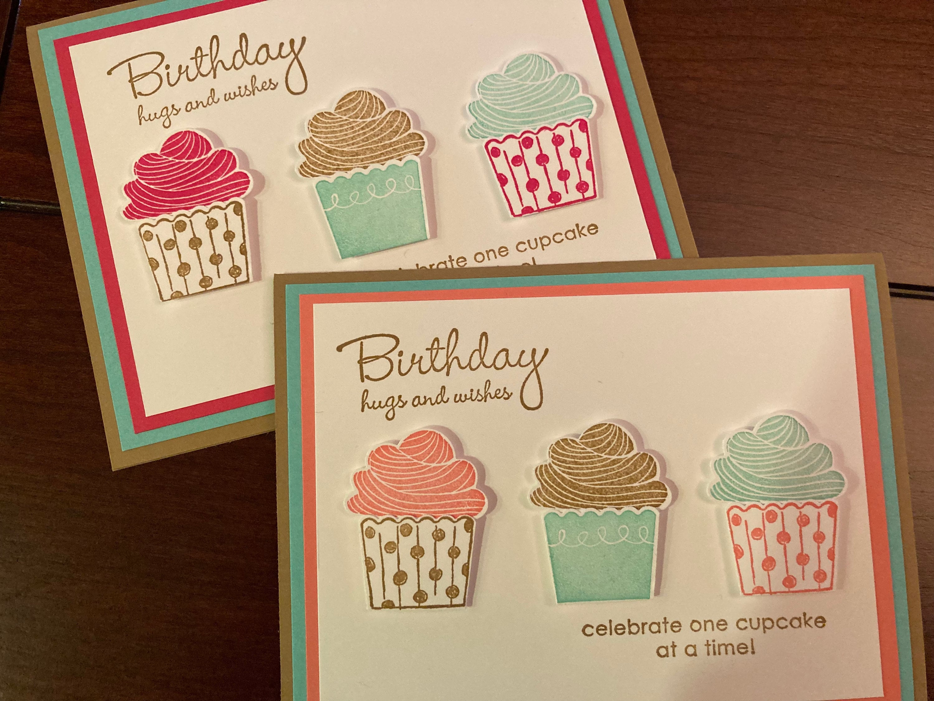 Happy Birthday Cupcake Card, Hugs and Wishes, Two Color Combos to ...