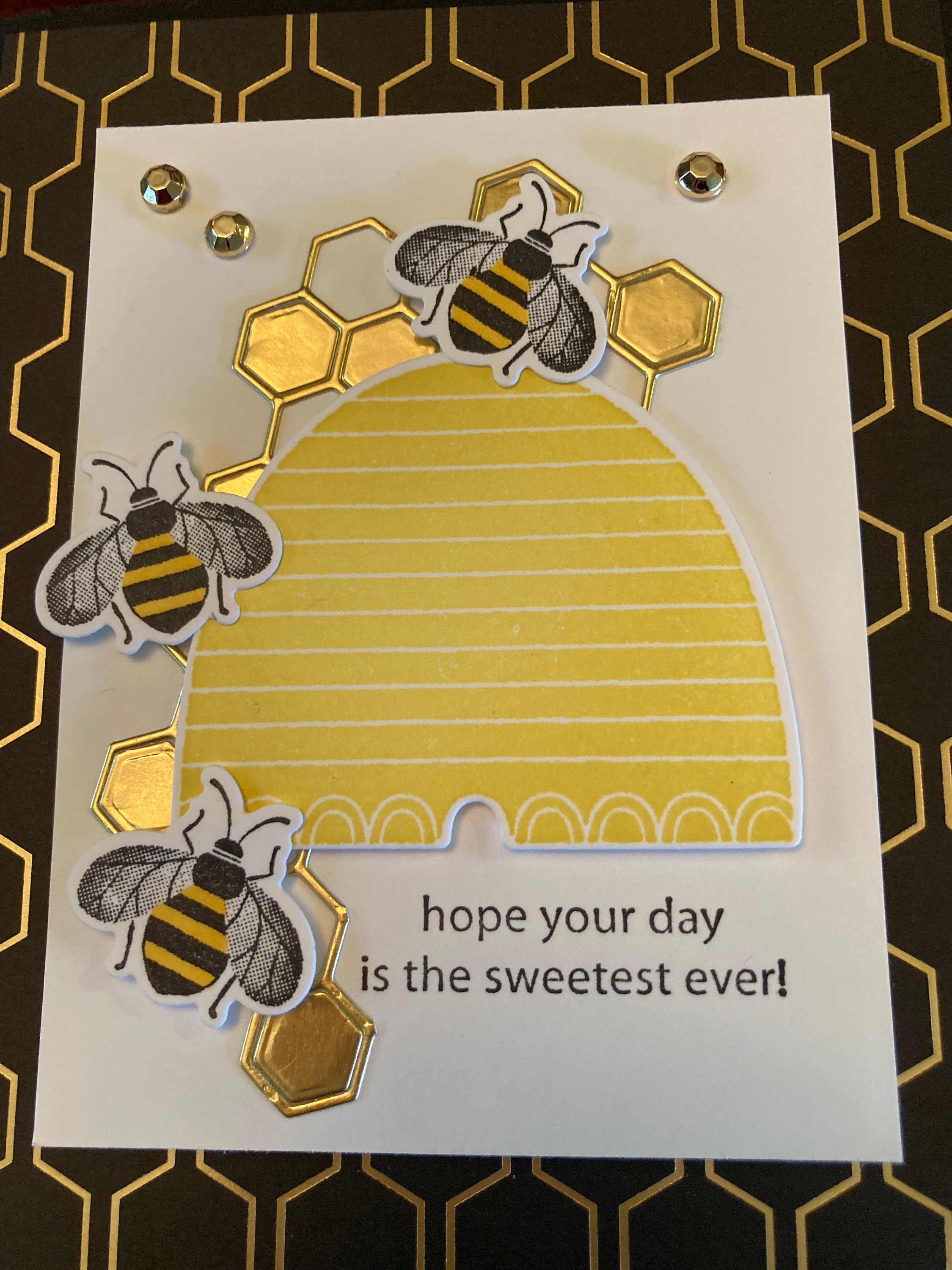 Honey Bee Card, Hope Your Day is the Sweetest Ever! With Gold Honeycomb ...