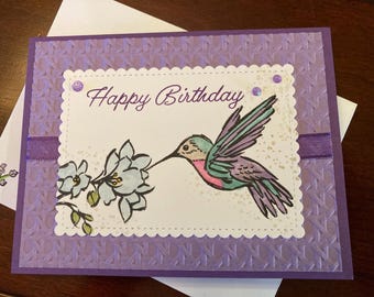 Whimsical Hummingbird Greeting Card Inspirational Poetry Quote Birthday ...