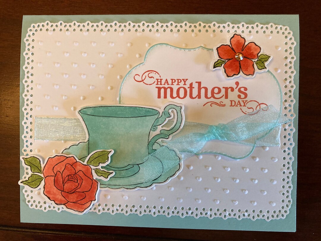 Happy Mother’s Day Card Teacup and Roses, Handmade Card - Etsy