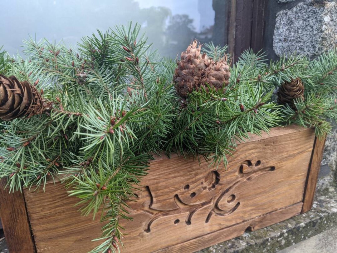 Wooden Flower Box, Rustic Wooden Box for Garden and Balcony, Plant Box ...