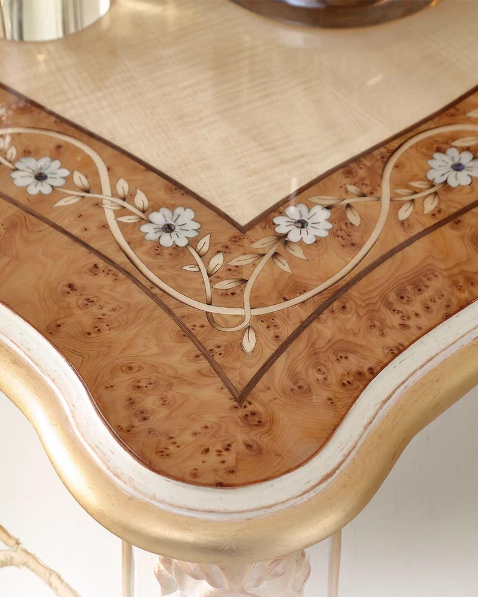 Handcrafted French Neoclassical Vanity Table With Mirror, Floral ...