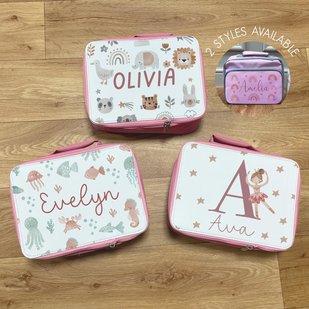 Personalised Lunch Box & Water Bottle Set - Kids Lunch Bag - Girls ...
