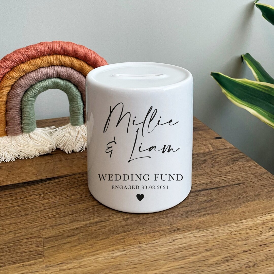 Personalised Wedding Fund Money Box - Personalised Engagement Gift ...