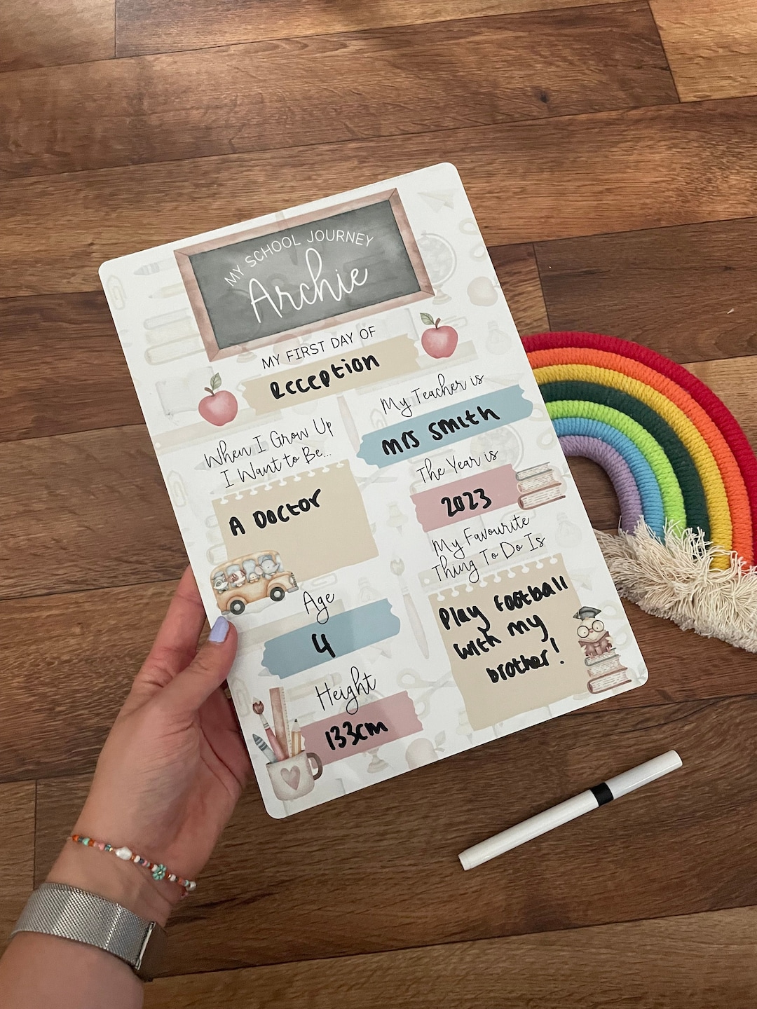 Personalised First Day of School Sign - School Journey Sign - First Day ...