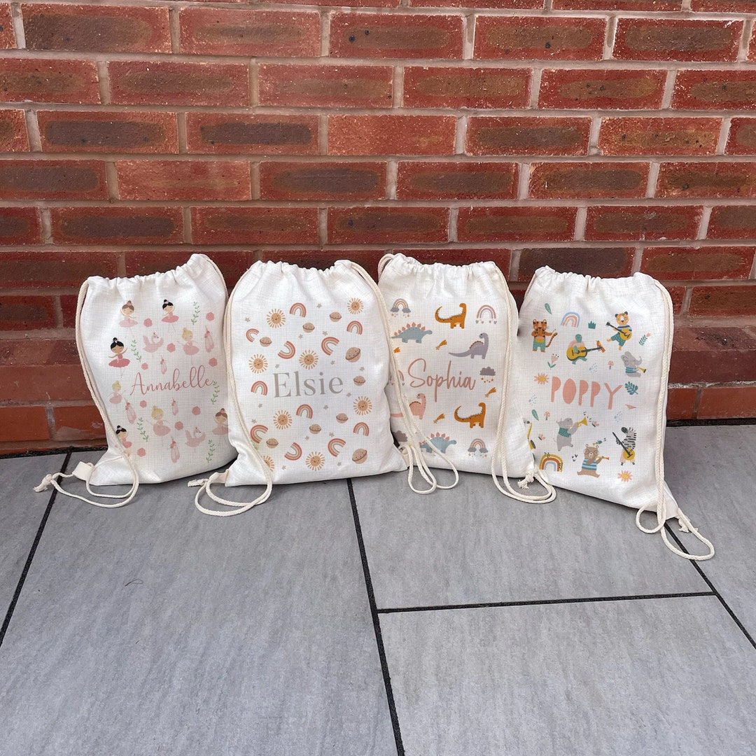 Personalised Drawstring Bag Kids School Bag Personalised Gym Bag Swimming Bag Back to School ...