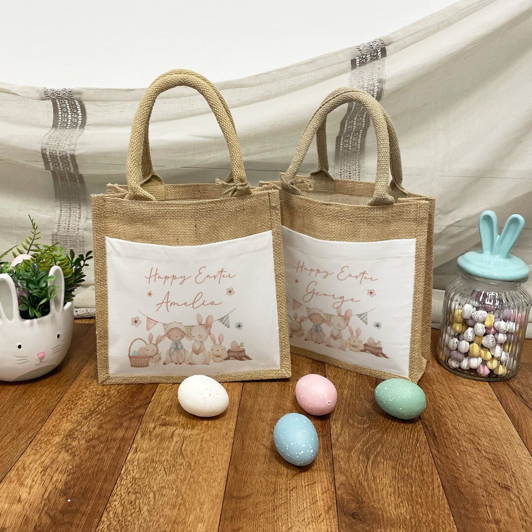 Personalised Easter Jute Bag Easter Egg Hunt Bag Easter Gifts Easter ...