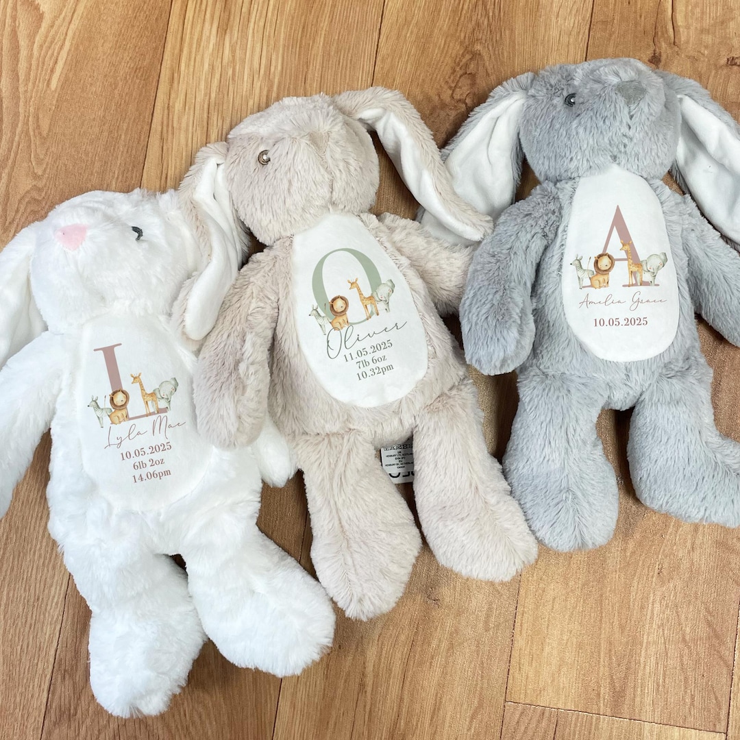 Personalised Baby Bunny Rabbit Teddy - Personalised Baby Gift - Baby ...