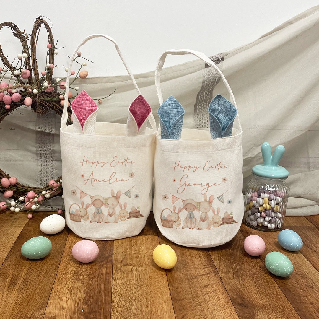 Personalised Easter Basket Easter Bag Easter Gifts Easter Sack Easter Decorations Easter Egg ...