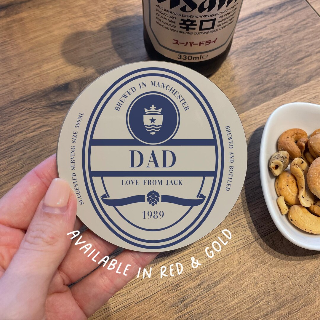 Personalised Dad Pub Coaster - Father's Day Bar Coaster - Father's Day ...