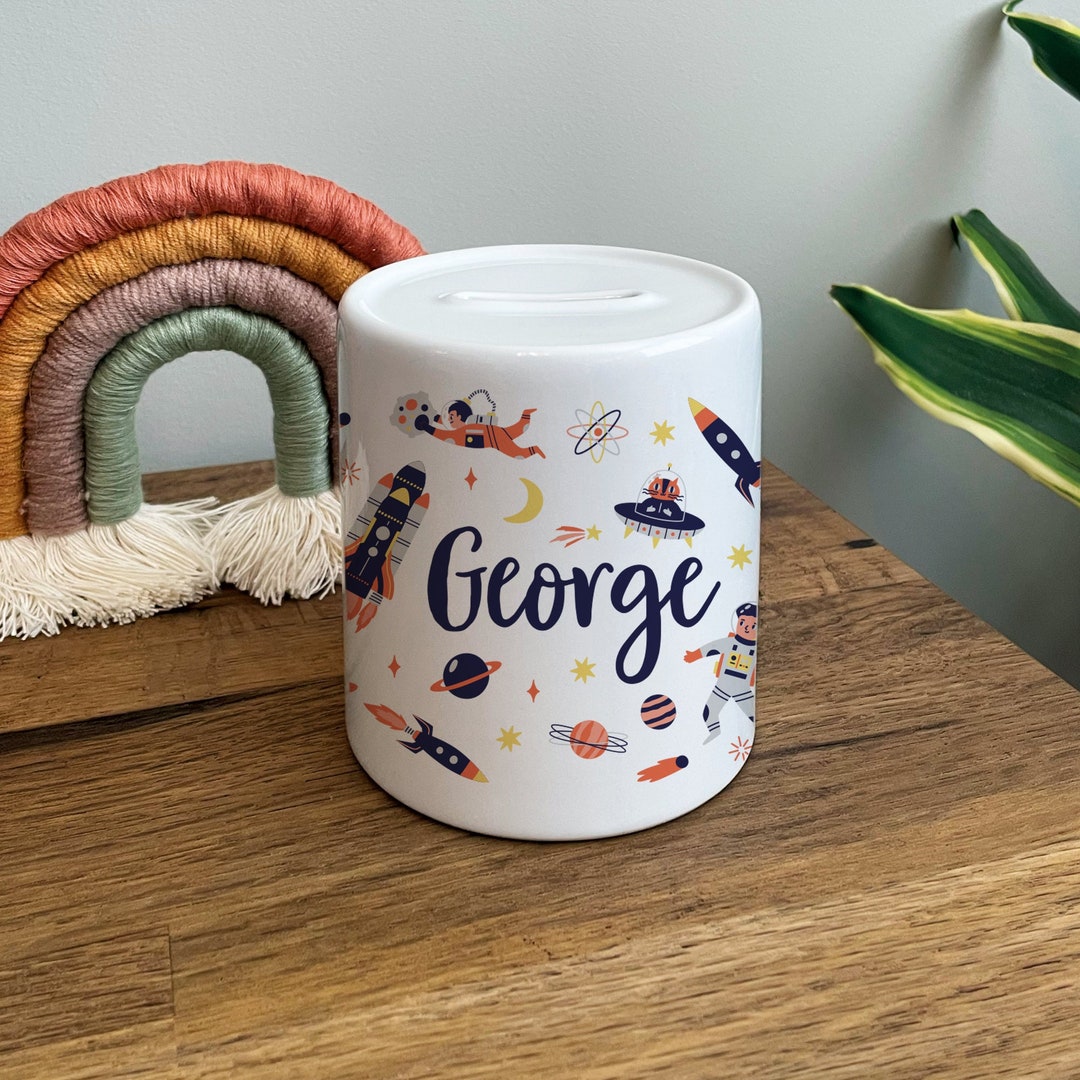 Personalised Space Money Box - Personalised Money Box - Rocket Money ...