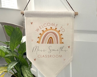 Personalised Teacher Class Room Flag, Teacher Gift, Personalised ...