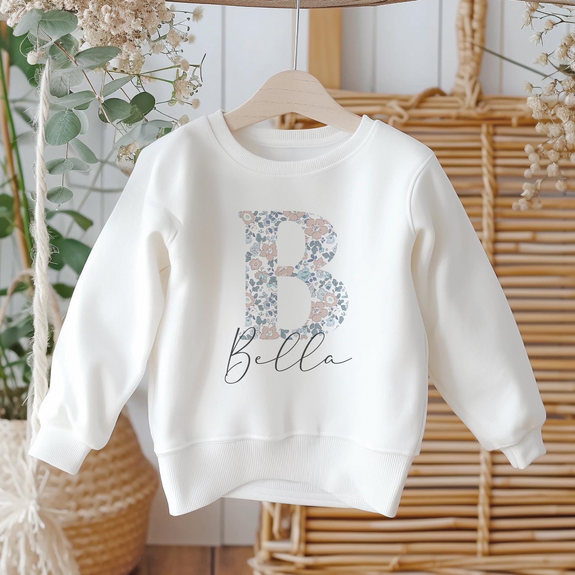 Personalised Floral Print Kids Sweatshirt - Birthday Sweatshirt - Girl ...