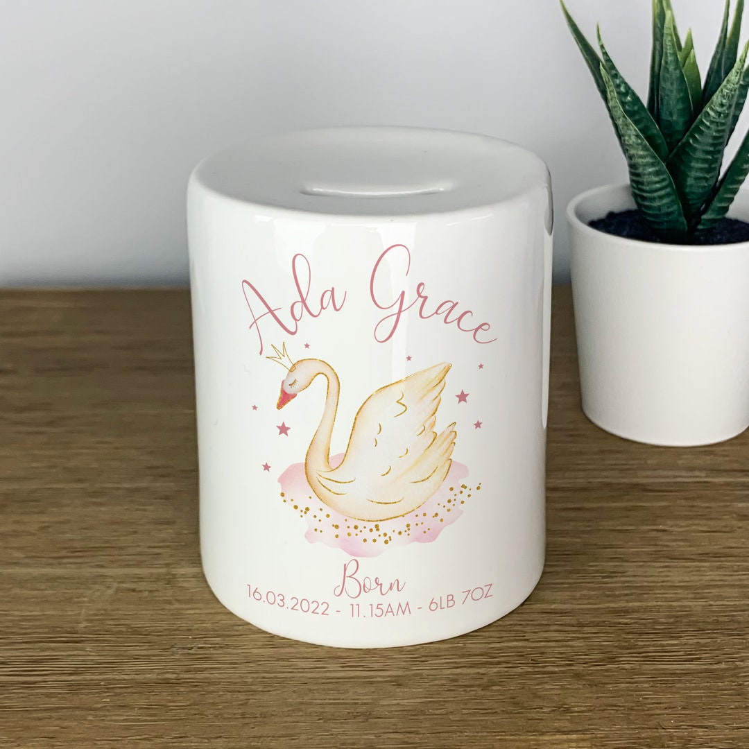 Personalised Swan Money Box Personalised Money Box Swan - Etsy