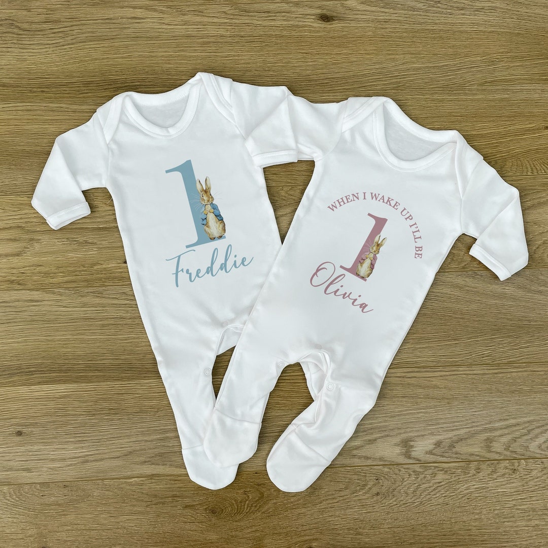 Personalised When I Wake up I Will Be 1 Pyjamas First Birthday Onesie ...