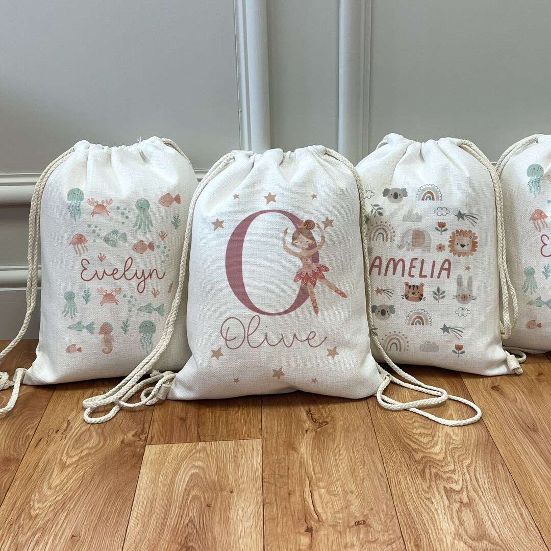 Personalised Drawstring Bag - Kids School Bag - Personalised Gym Bag - Swimming Bag - Back to ...