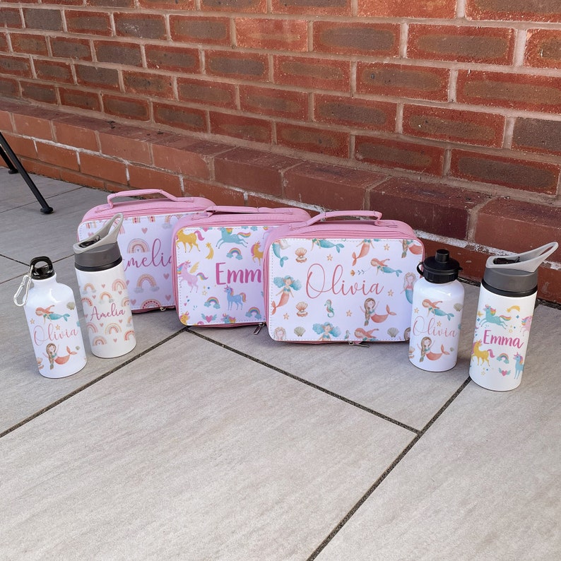 Personalised Lunch Box & Water Bottle Set Kids Lunch Bag - Etsy