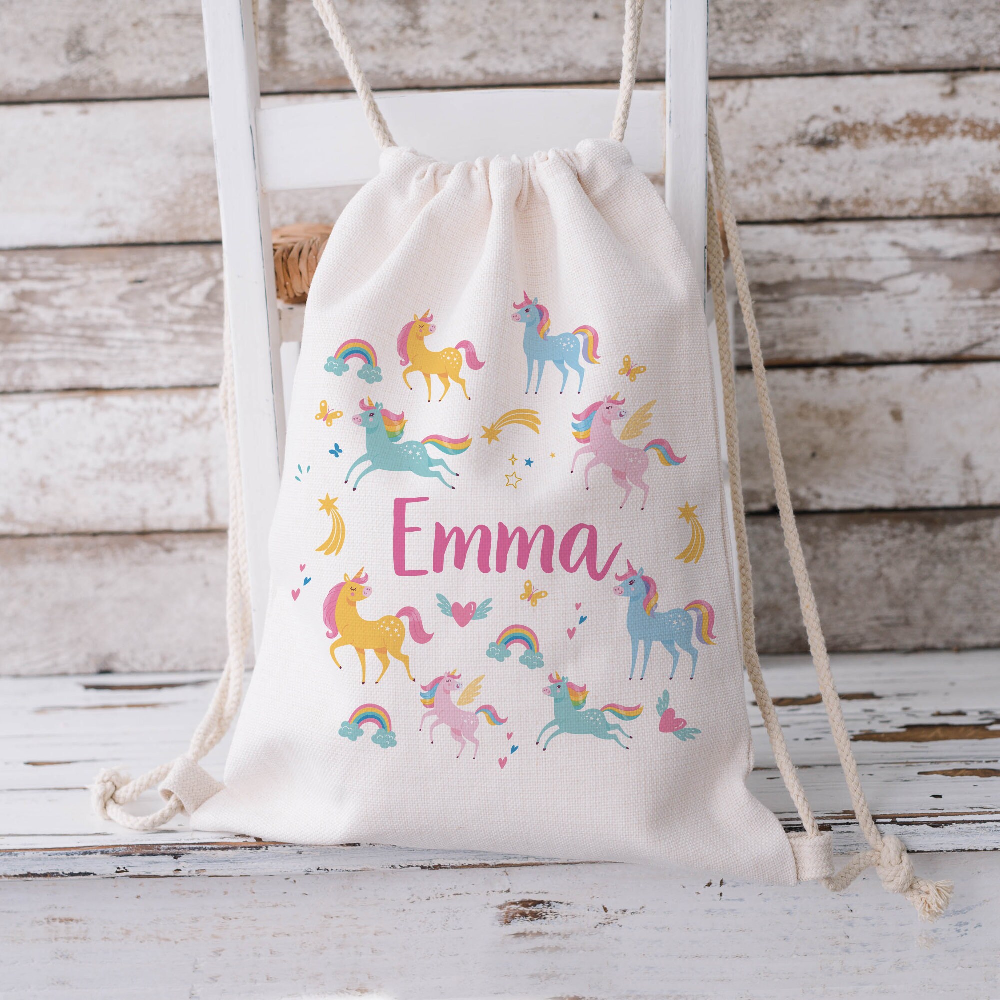 Personalised Drawstring Bag Kids School Bag Personalised - Etsy