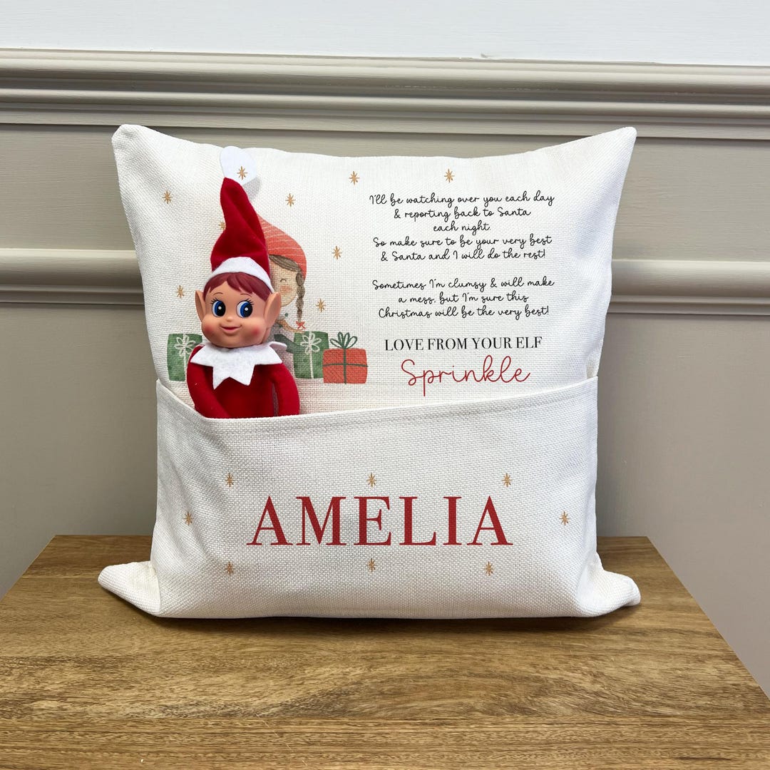 Personalised Elf Cushion - Christmas Elf Cushion - Naughty Elf ...