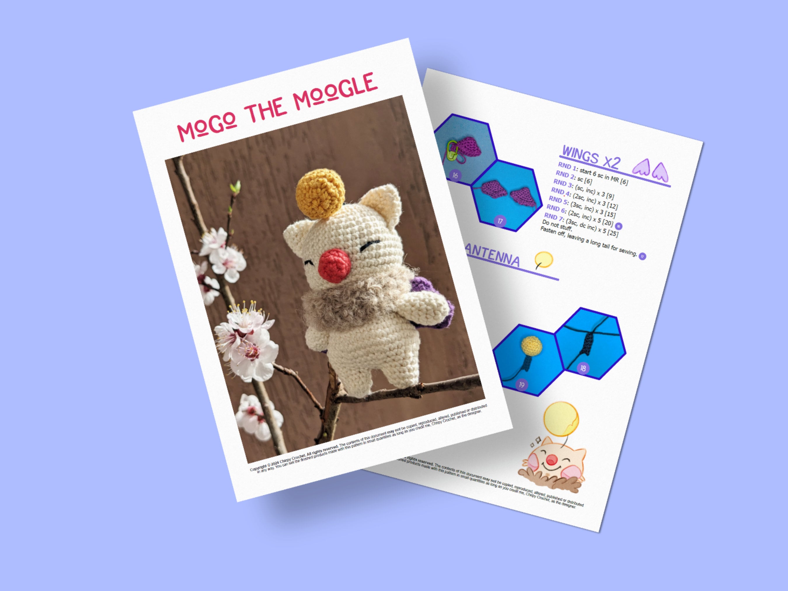 CROCHET PATTERN Mogo the Moogle Amigurumi Beginner Friendly Pattern ...