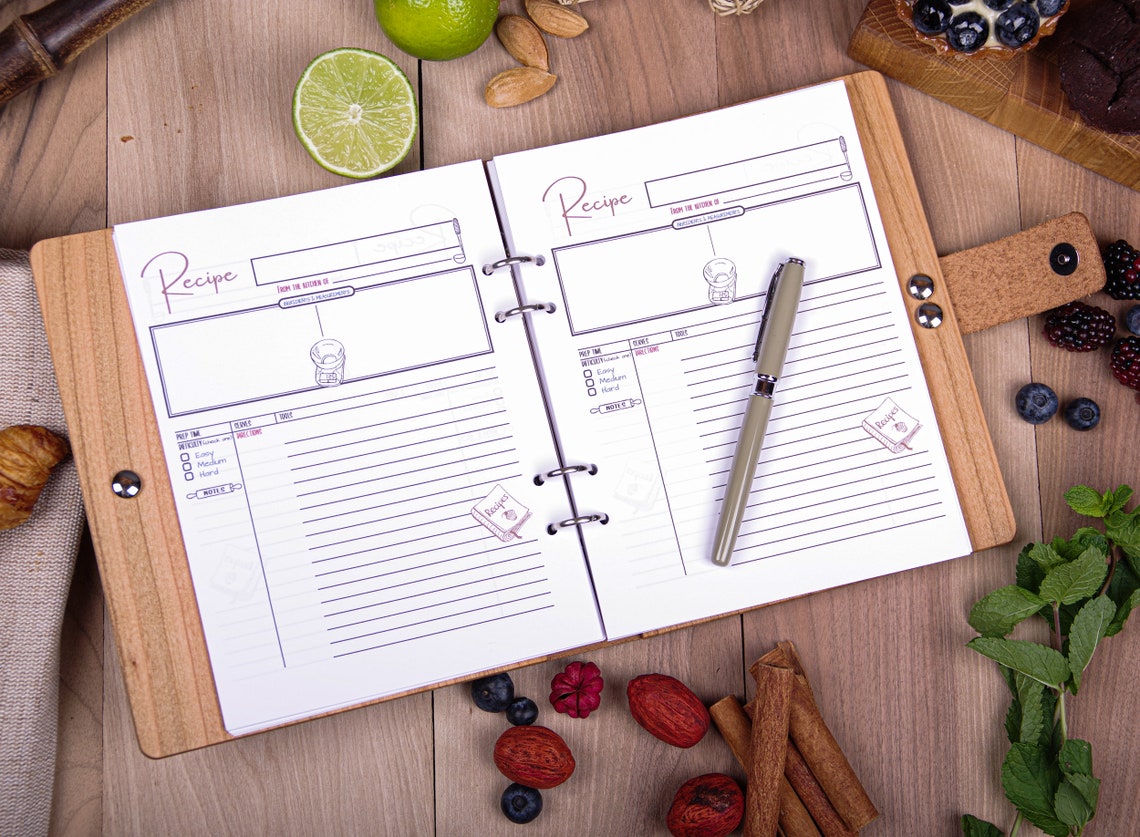 Personalized Wood Recipe Book: Leather Bound Family Cookbook - Etsy