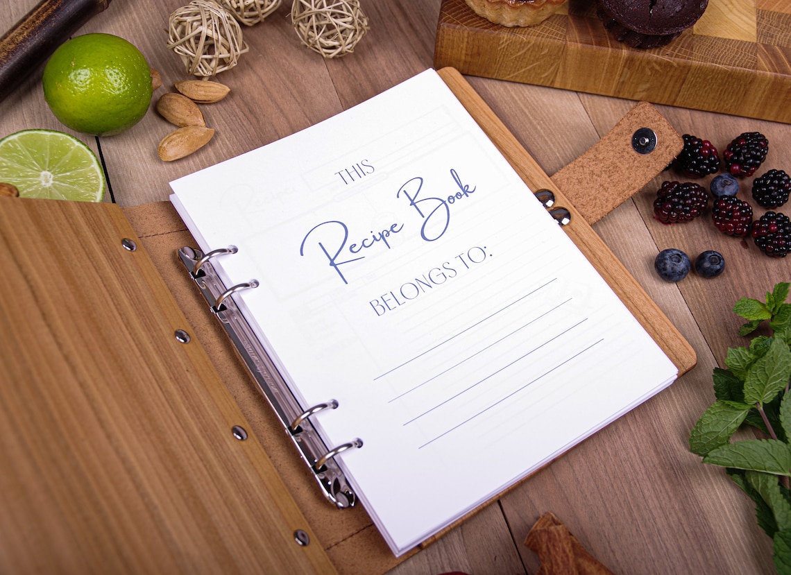 Personalized Wood Recipe Book: Leather Bound Family Cookbook - Etsy