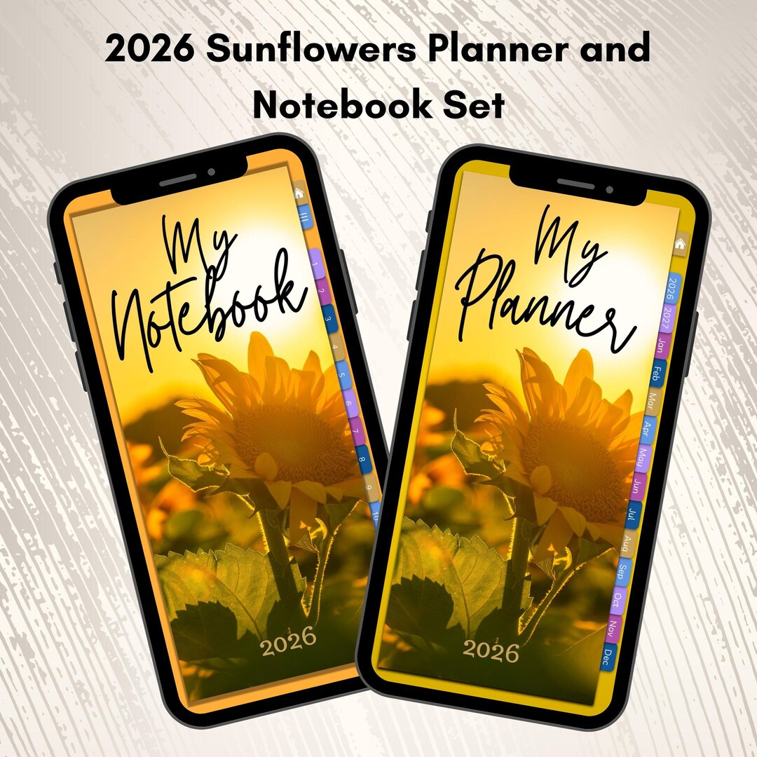2026 Sunflowers Digital Planner/notebook Set for Smartphones - Etsy