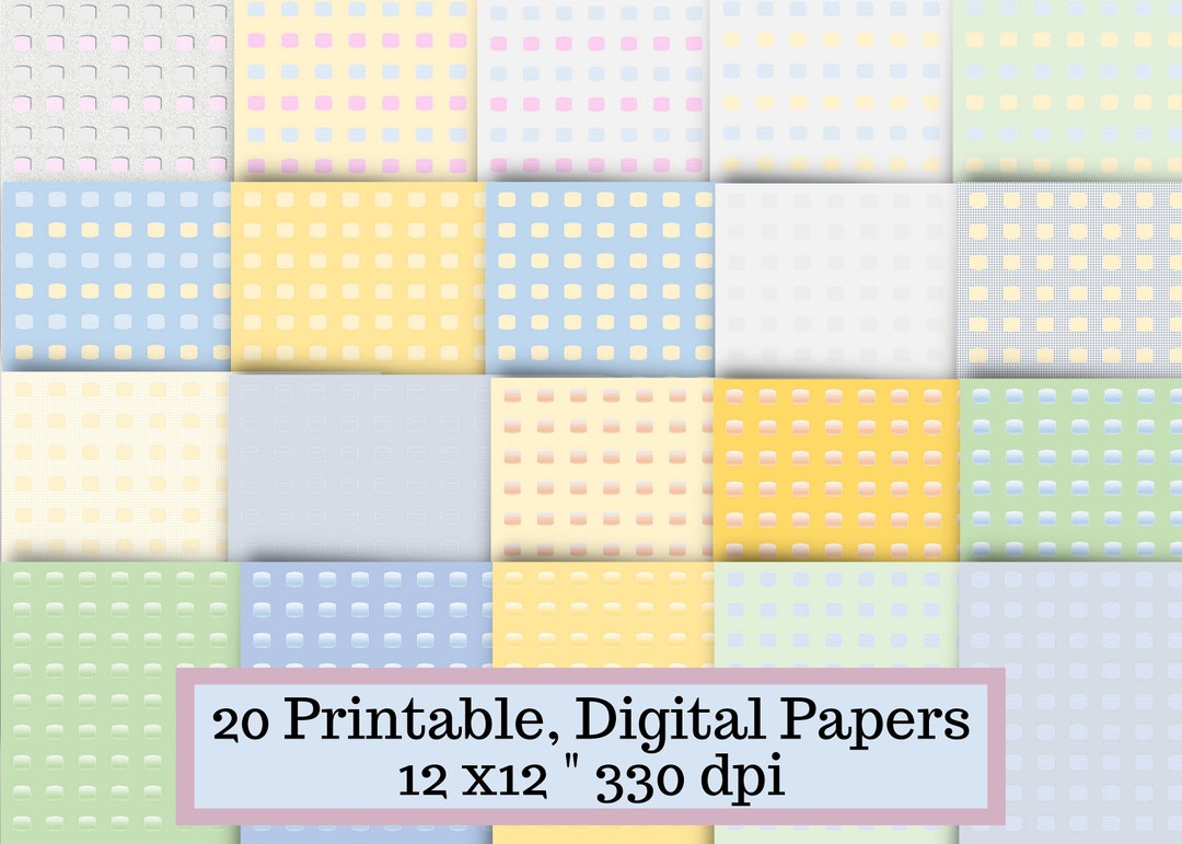 20 Printable Pastel Disc Paper Pack, for Crafts, Scrapbooking, Digital ...