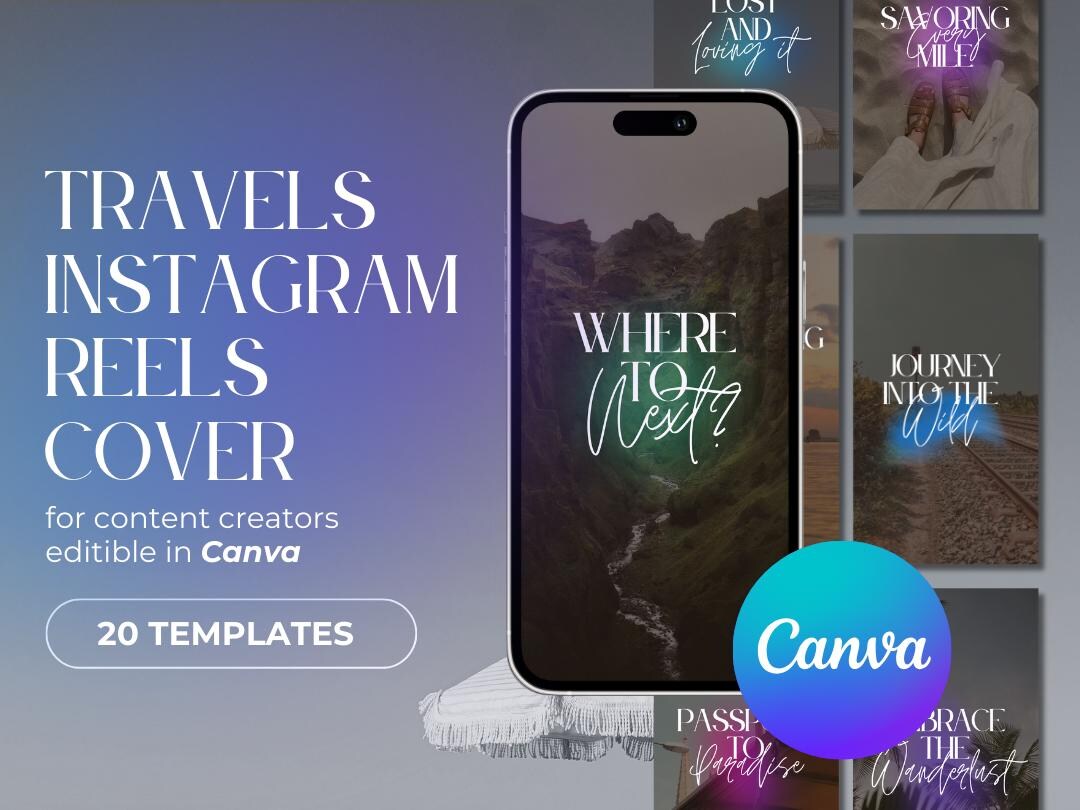 20 Instagram Reel Templates / Travel Reel Covers / Canva Editable Reel ...