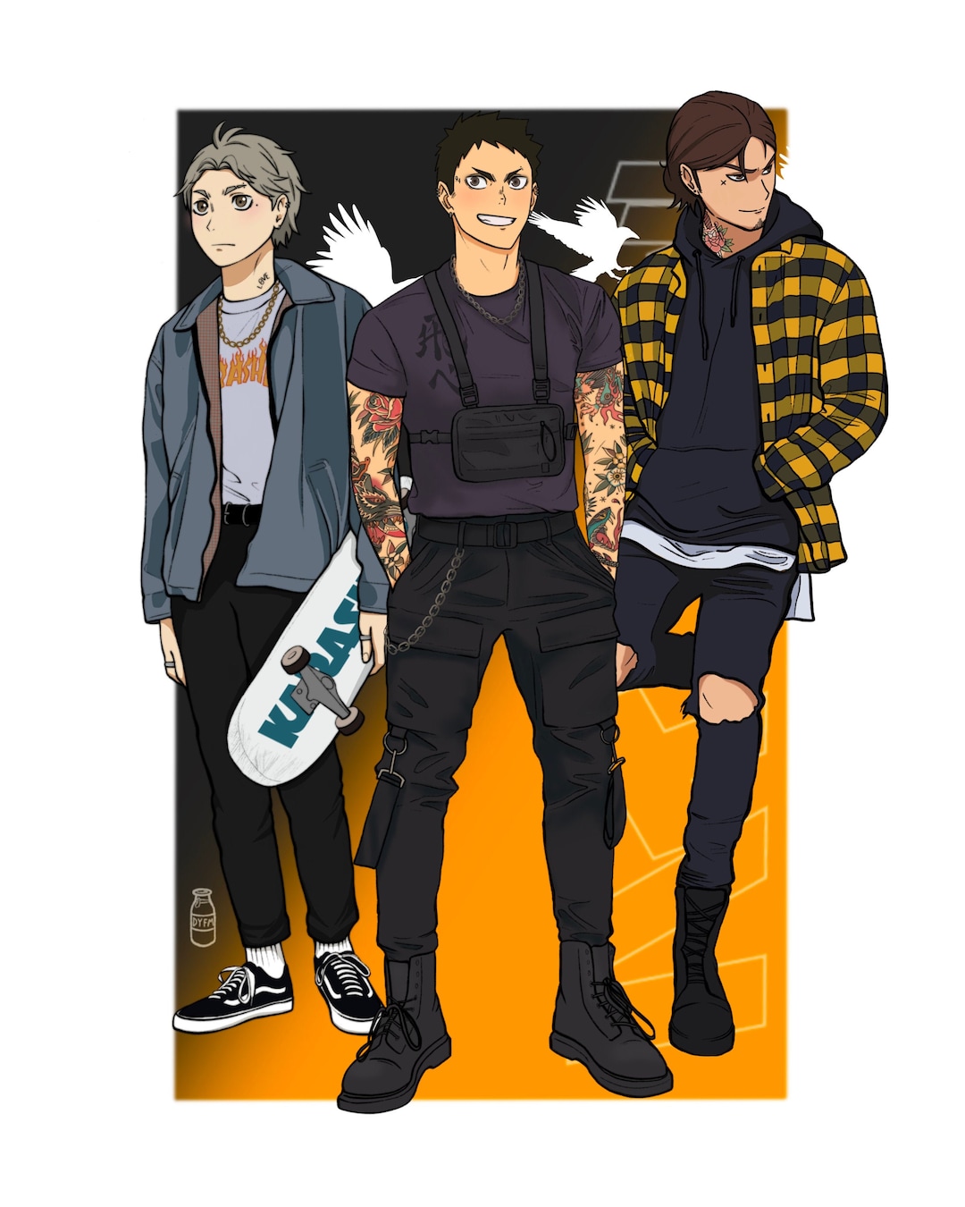 Suga, Daichi and Asahi - Alt Haikyu!! - Etsy