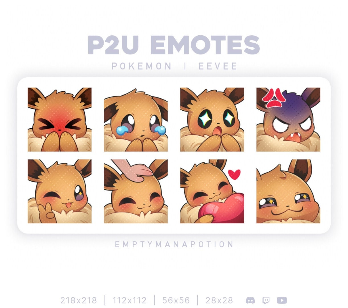 Eevee Pokémon Emote Pack - Etsy México