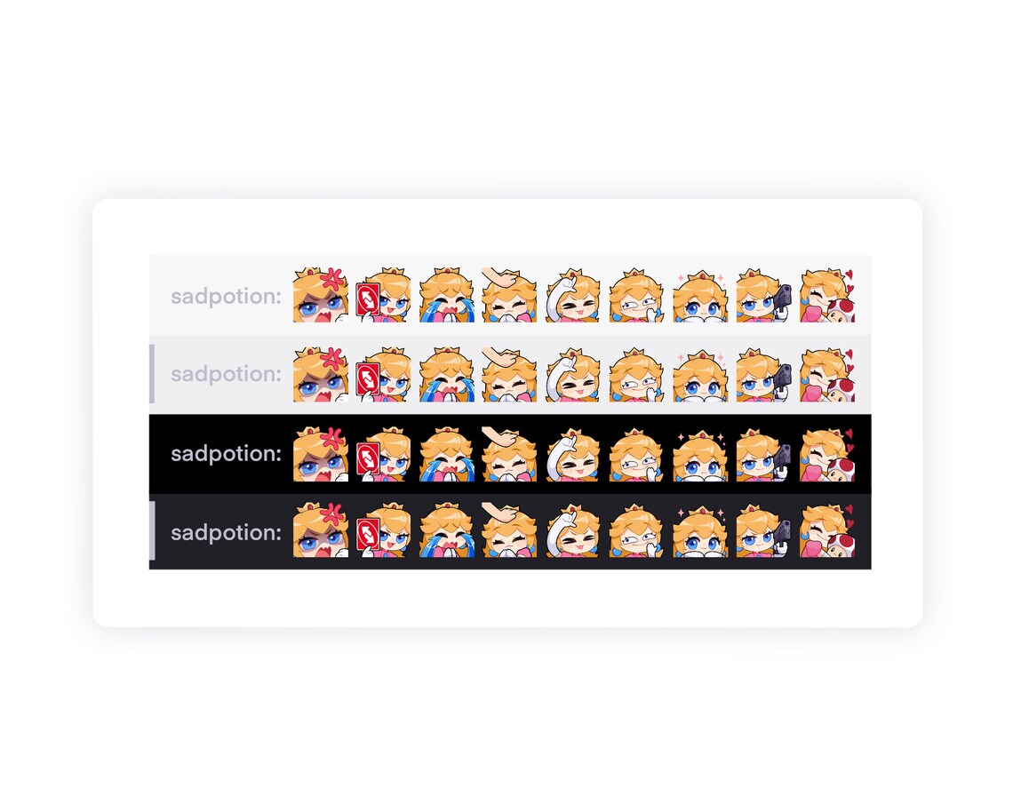 Princess Peach Emote Pack - Etsy