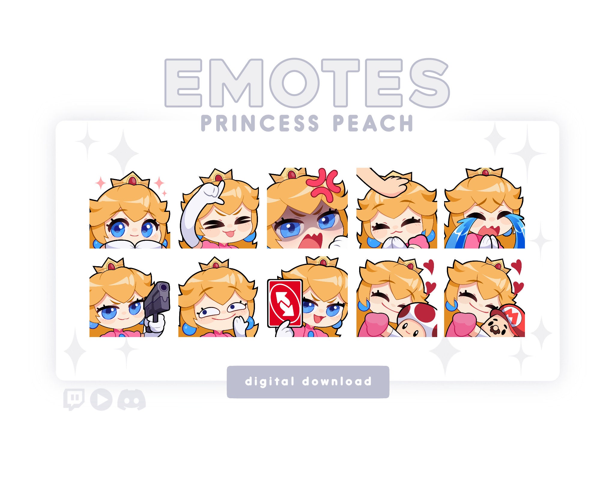 Princess Peach Emote Pack - Etsy