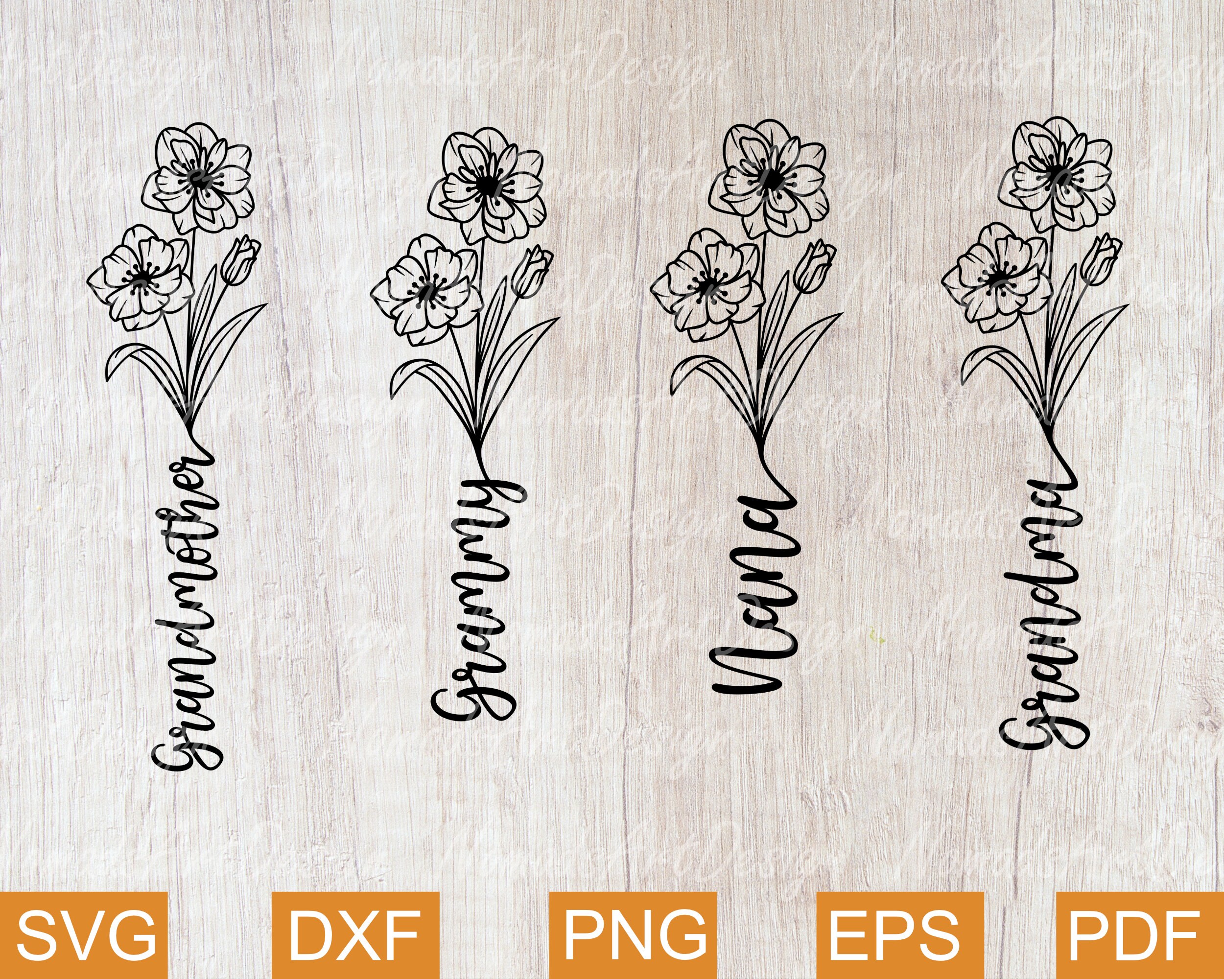 Floral Grandma Svg Nana Svg Grandmother Svg Grammy Svg | Etsy