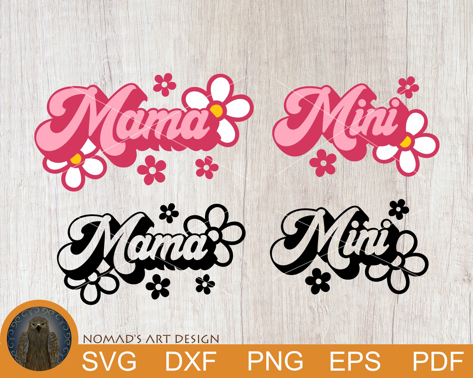 Mama and Mini Svg Mama Retro Png Hippie Svg Flower Mama - Etsy