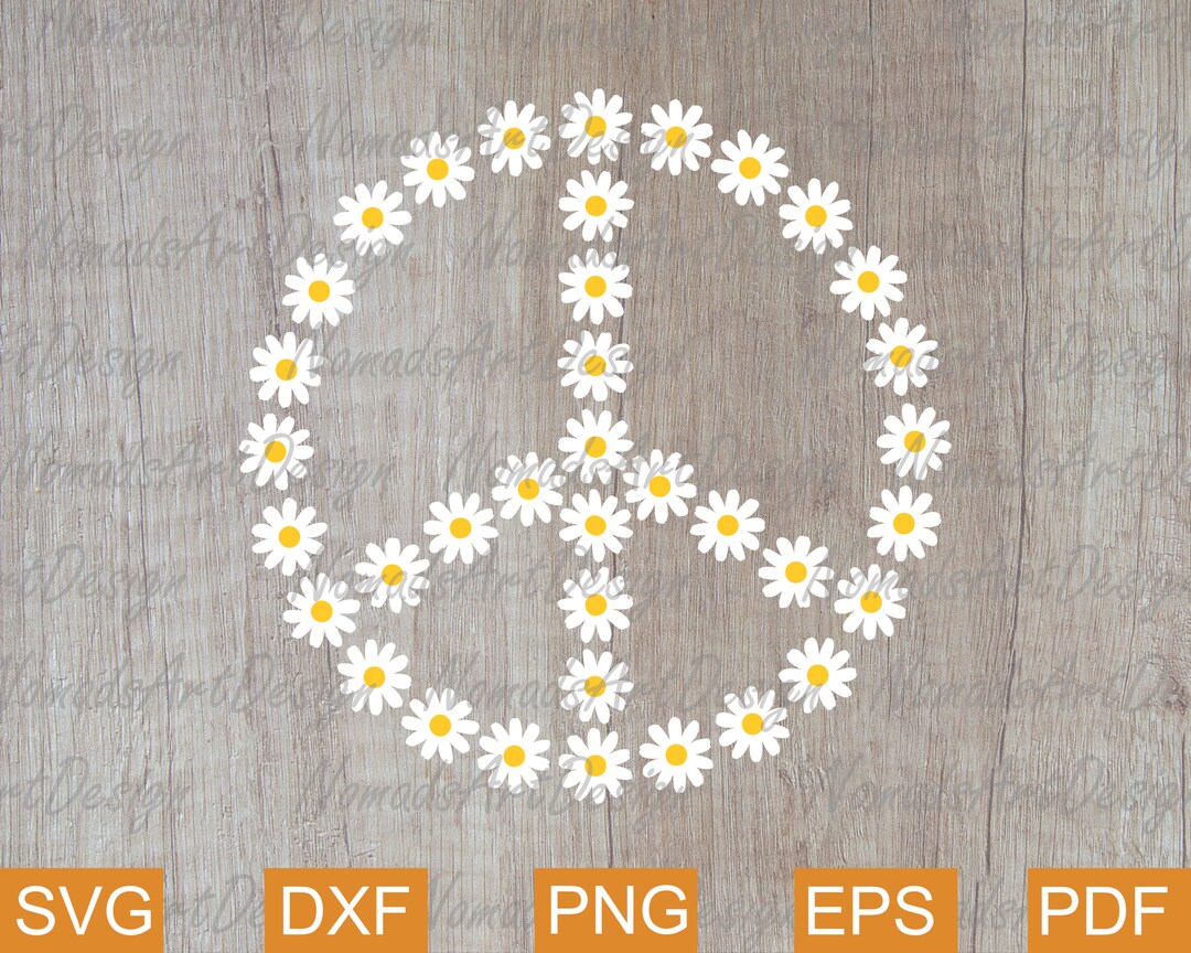 Peace Sign Svg, Daisy Svg, Hippie Svg, Flower Wreath Svg, Boho Svg ...