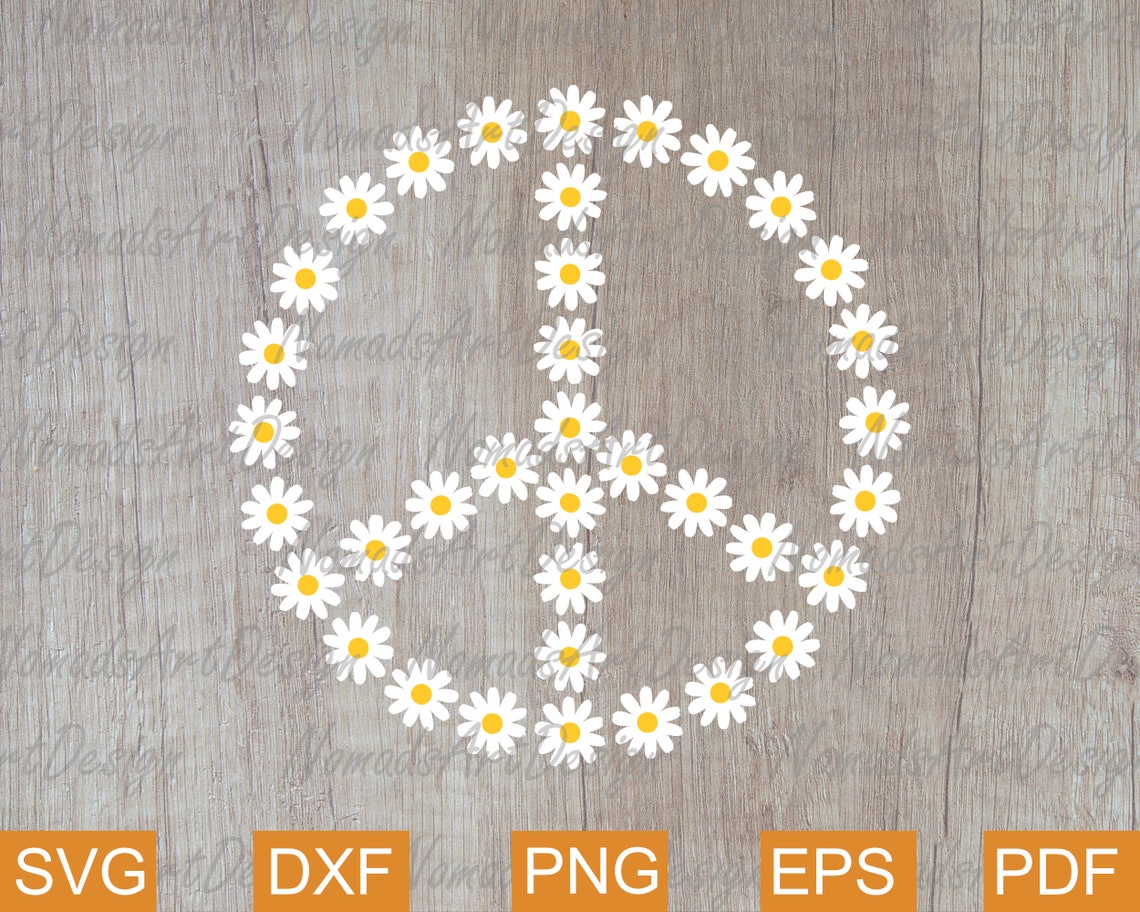 Peace Sign Svg Daisy Svg Hippie Svg Flower Wreath Svg Boho - Etsy UK