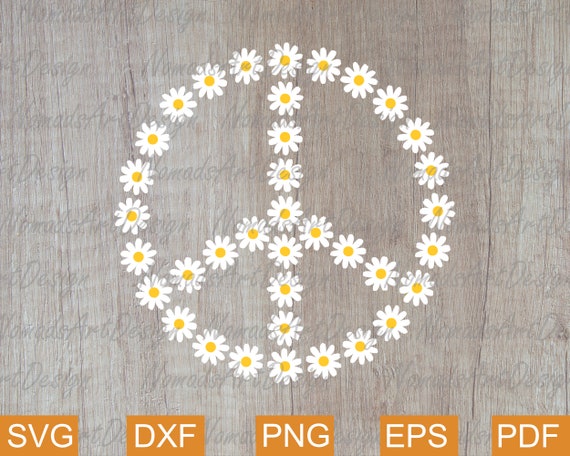 Peace Sign Svg Daisy Svg Hippie Svg Flower Wreath Svg Boho - Etsy Canada