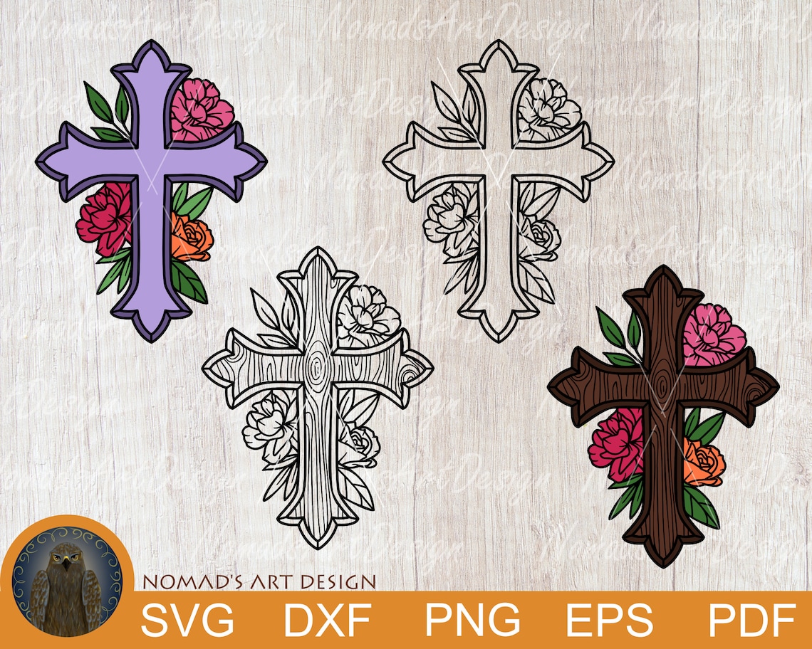 Floral Cross Svg Wood Cross Svg Flower Cross Svg Rose Svg - Etsy